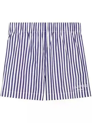 SPORTY & RICH Striped Cotton Shorts - Blue