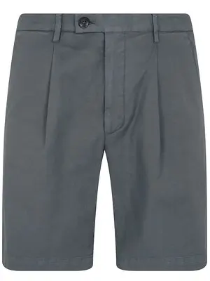 MICHAEL COAL Cotton & Linen Bermuda Trousers - Green