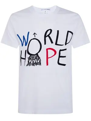 Comme Des Garçons Printed Logo Tee - White