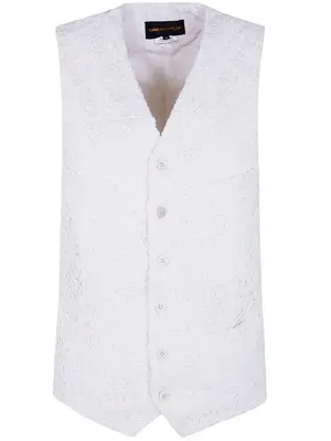 Comme Des Garçons Classic Gilet With Lace Detail - White