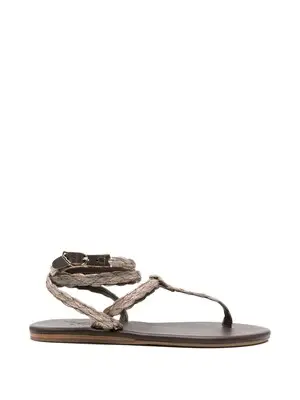ANCIENT GREEK SANDALS Kalamida Flat Sandals With Braided Raffia Straps