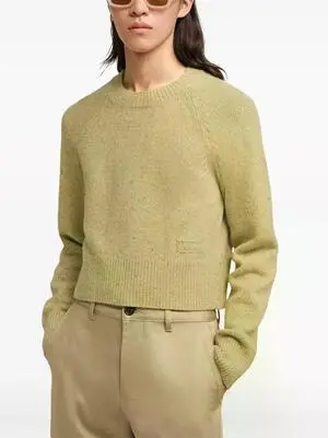 AMI Paris Embroidered Virgin Wool Blend Crew Neck Jumper