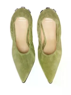 AMI Paris Calf Suede Pointed Toe Pumps