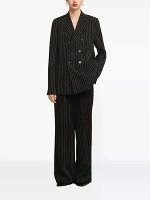 AMI Paris Pinstripe Double-breasted Blazer - Black