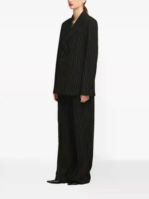 AMI Paris Pinstripe Double-breasted Blazer - Black