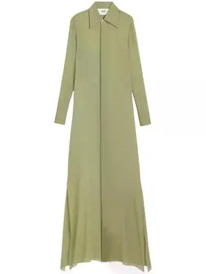 AMI Paris Floor-length Silk Shirt Dress