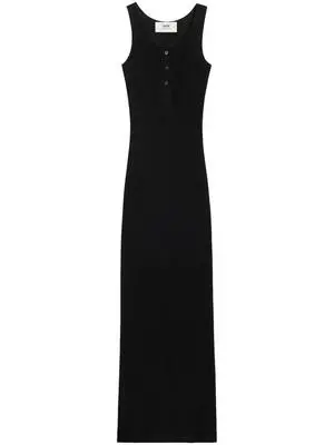 AMI Paris Sleeveless Ribbed Maxi Dress - Black