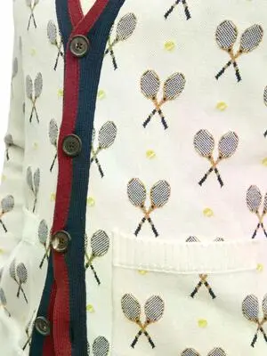 Brooks Brothers Racquet Jacquard V-neck Cardigan
