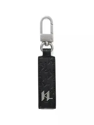 Karl Lagerfeld Monogram-embossed Logo-plaque Keychain - Black