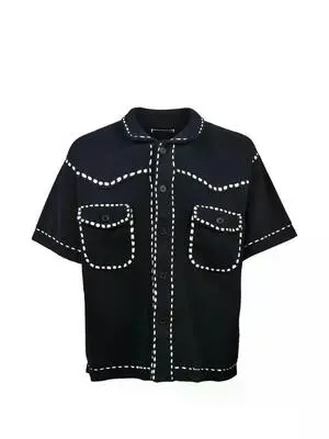 PHINGERIN Short-sleeved Contrast Stitch Shirt