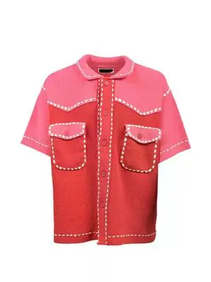 PHINGERIN Whipstitch Trim Knitted Shirt