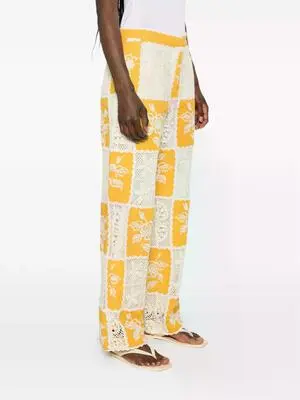 Farm Rio Crochet-knit Patchwork Trousers