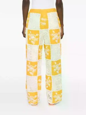 Farm Rio Crochet-knit Patchwork Trousers
