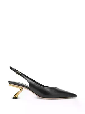 FERRAGAMO S-shaped Heel Slingback Pumps - Black