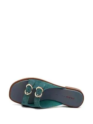 FRAU Double-buckle Suede Flat Sandals