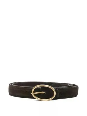 ALBERTO LUTI Suede Oval-buckle Belt - Brown
