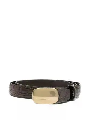 ALBERTO LUTI Croc-effect Leather Belt - Brown