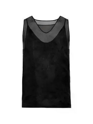 AMI Paris Silk V-neck Sleeveless Top