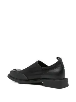 LINDA BAUMANN Logo Plaque Square-toe Loafers - Black