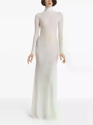 2310 STUDIO High Neck Mesh Maxi Dress