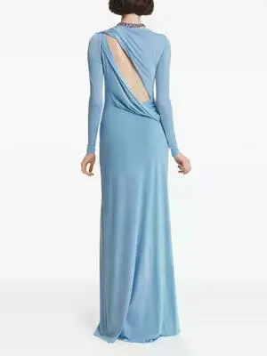2310 STUDIO Ruched Open-back Maxi Dress - Blue