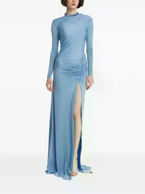 2310 STUDIO Ruched Detail Side Slit Maxi Dress