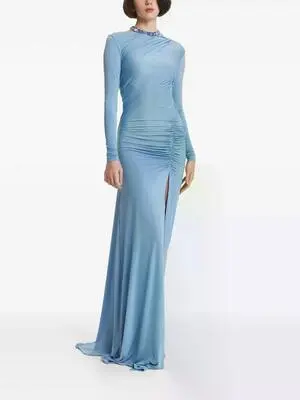2310 STUDIO Ruched Detail Side Slit Maxi Dress