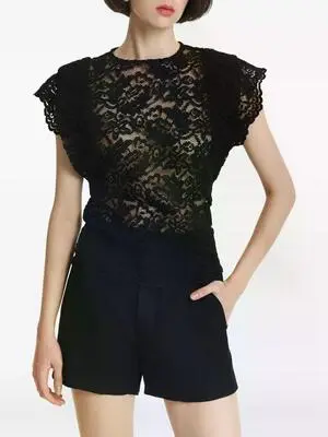 2310 STUDIO Floral Lace Scalloped Edge Top