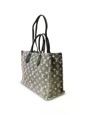 LOUIS VUITTON On The Go Mm Monogram Jacquard Denim Tote Bag