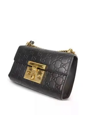 Gucci Leather Padlock Gg Shoulder Bag - Black
