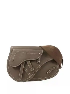 Dior Saddle Leather Crossbody Bag - Grey