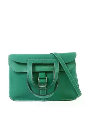 Hermès Halzan Clemence-leather Tote Bag - Green