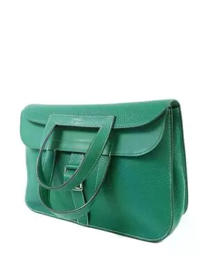 Hermès Halzan Clemence-leather Tote Bag - Green