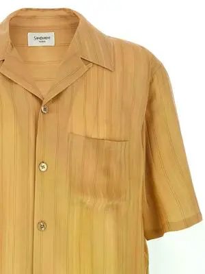 Saint Laurent Striped Silk Shirt - Neutrals