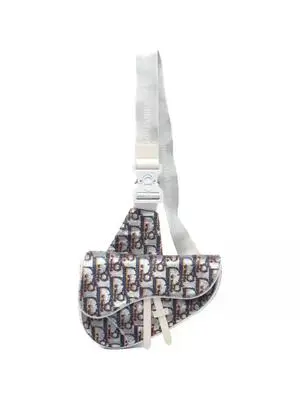 Dior Christian Dior Saddle Oblique Sequin Messenger Bag Silver