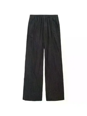 Balenciaga Check-pattern Embroidered-logo Wide-leg Trousers - Grey