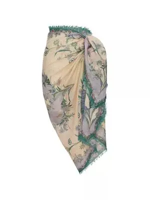 Zimmermann Printed Fringed Sarong - Neutrals