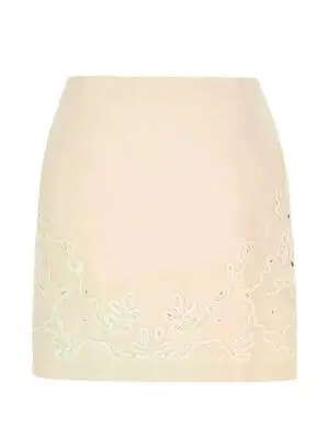 BOSS Eyelet-embellished Embroidered Skirt - Neutrals
