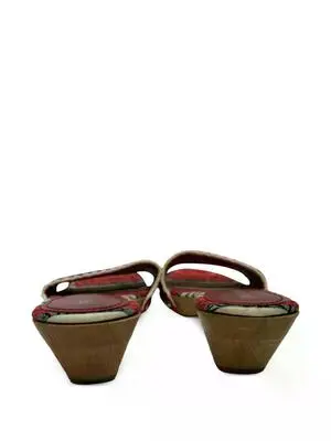 Prada Striped Wooden Mule Sandals