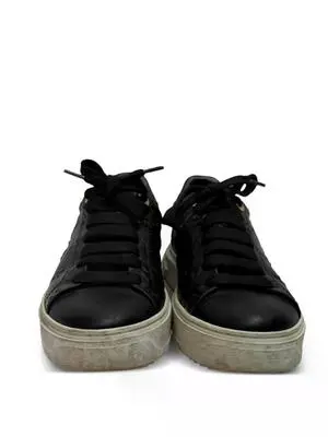 LOUIS VUITTON Leather Monogram Embossed "time Out" Sneakers - Black