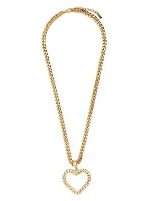 Moschino Heart Pendant Curb Chain Necklace - Gold