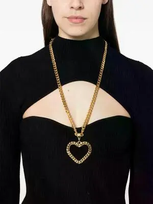 Moschino Heart Pendant Curb Chain Necklace