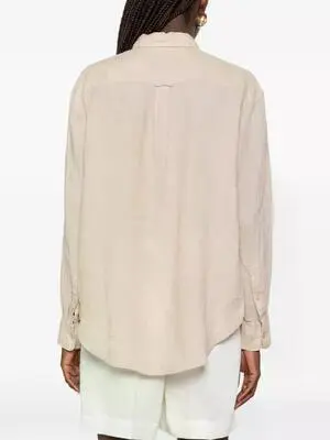 Gant Classic Collar Linen Shirt With Chest Pocket - Neutrals