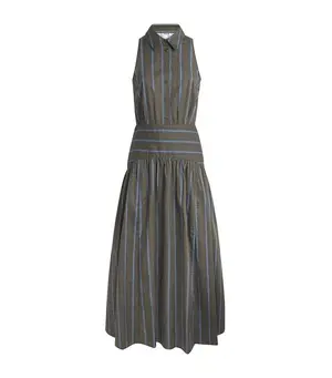 Staud Romy" Maxi Dress In Cotton Blend With Stripe Motif - Grey