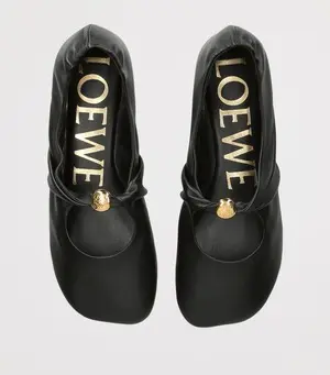 Loewe Leather Pebble Soft Ballet Flats - Black
