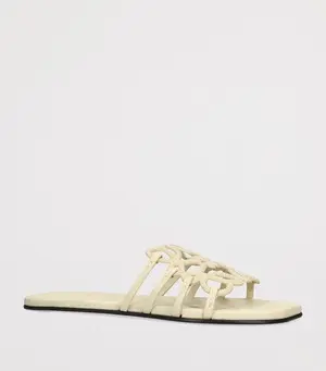 Loewe Petal Leather Anagram Slides - Yellow