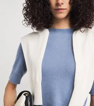 Le Kasha Short-sleeve Cashmere Sweater - Blue