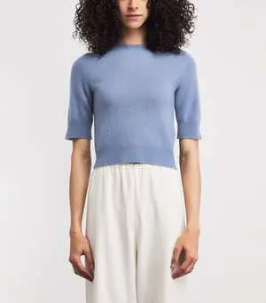 Le Kasha Short-sleeve Cashmere Sweater - Blue