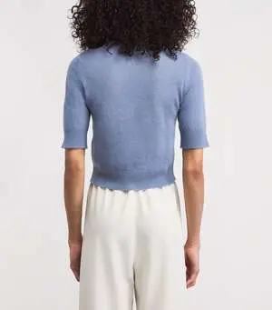 Le Kasha Short-sleeve Cashmere Sweater - Blue
