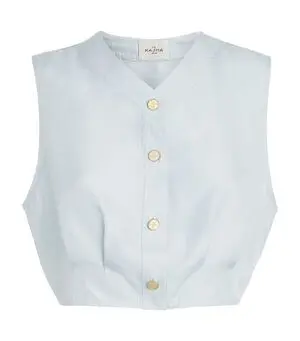 Le Kasha Silk Haima Cropped Button-up Top